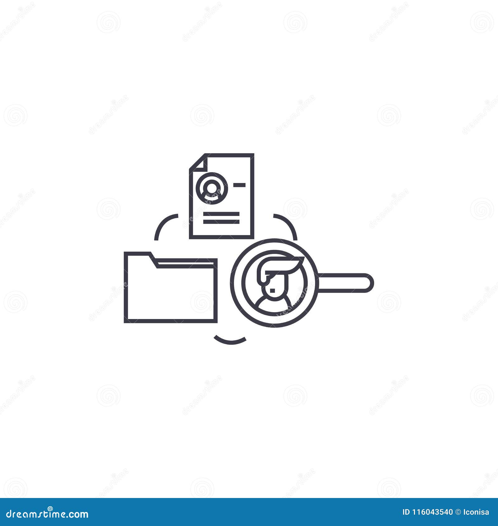 Human Resourse Database Vector Line Icon, Sign, Illustration on ...