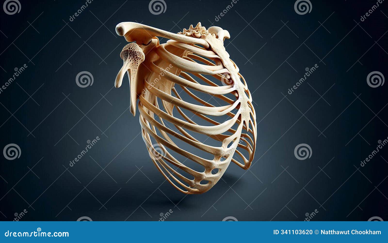 Human Rib Cage Anatomical Model in Artistic Display Stock Illustration ...
