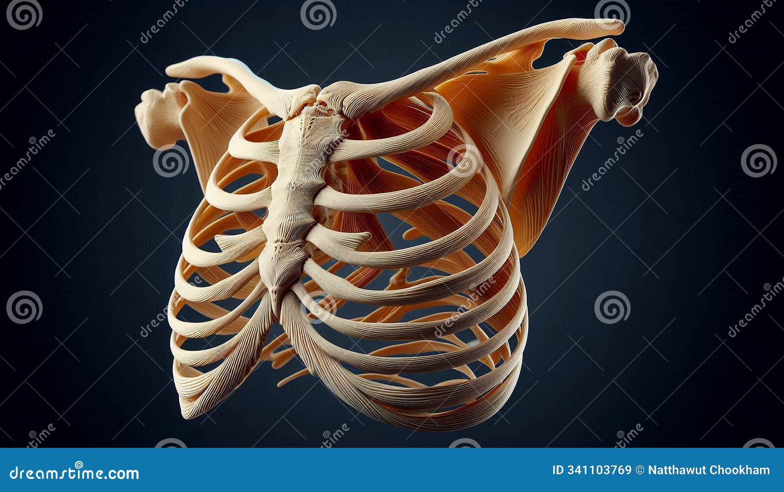 Human Rib Cage Anatomy 3D Rendering Stock Illustration - Illustration ...