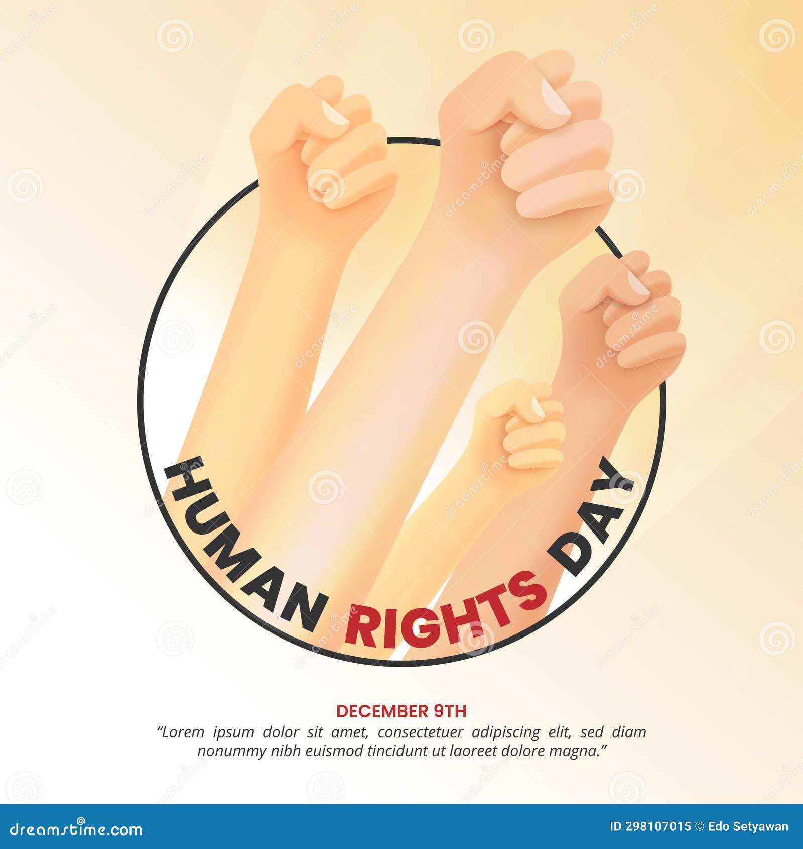 Human Rights Day Background with Raised Hands of People Stock Vector ...