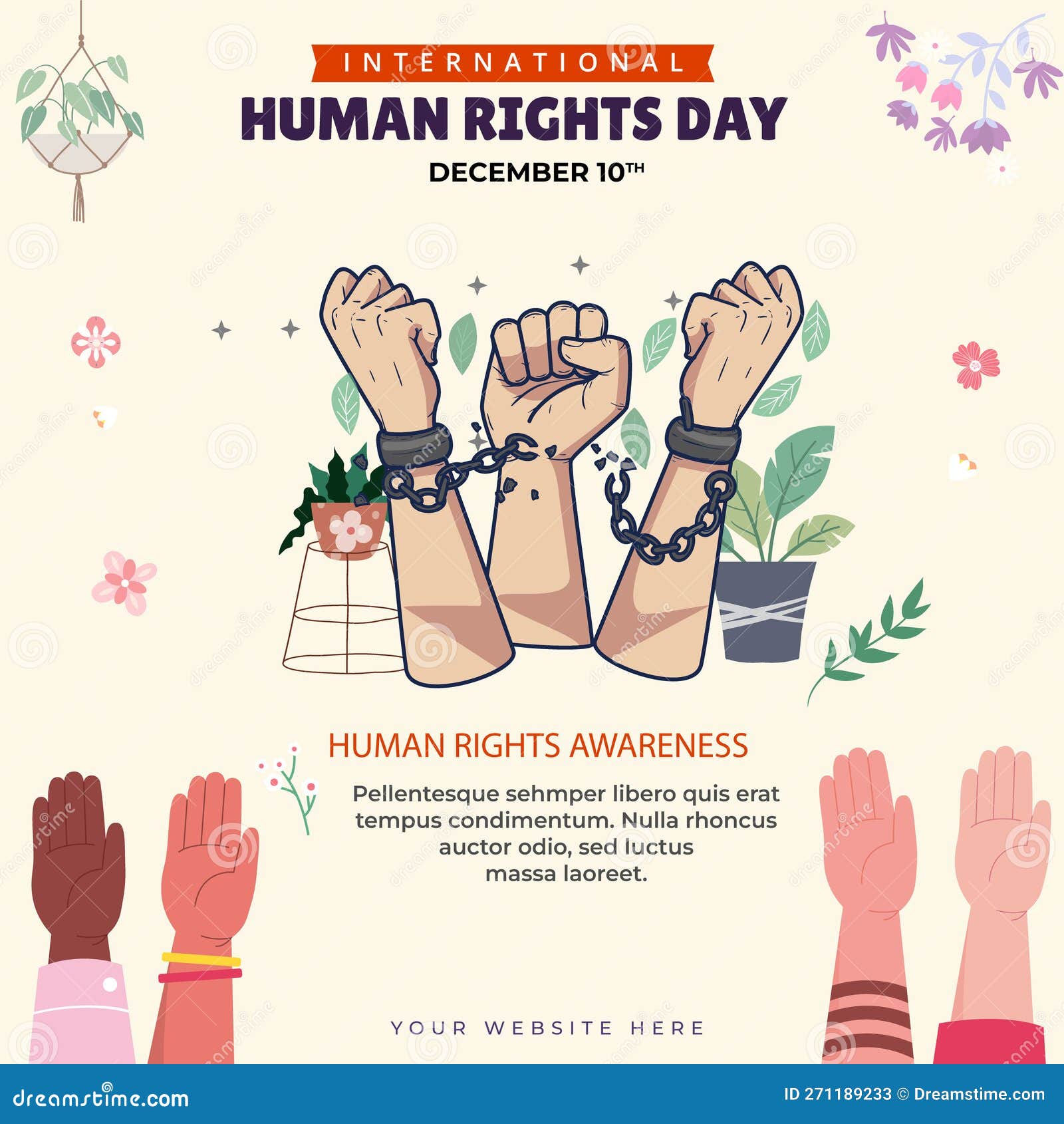 Human Rights Day Social Media Template Design Vector Stock Vector ...