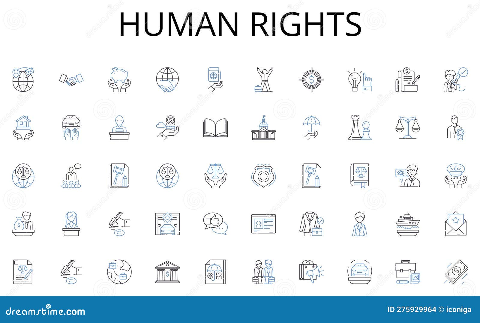 Human Rights Line Icons Collection. Accountability, Authority ...