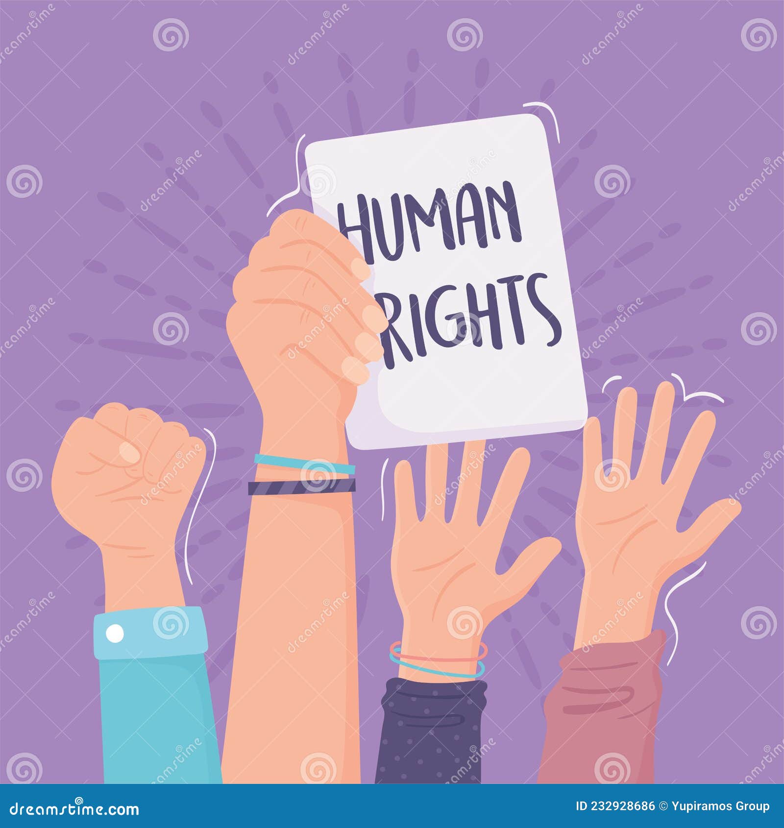Human rights raised hands stock vector. Illustration of freedom - 232928686