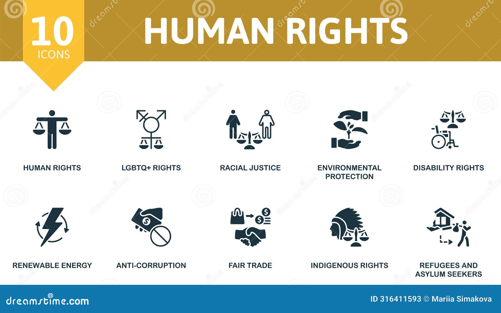 Human Rights Set. Creative Icons. Stock Vector - Illustration of ...