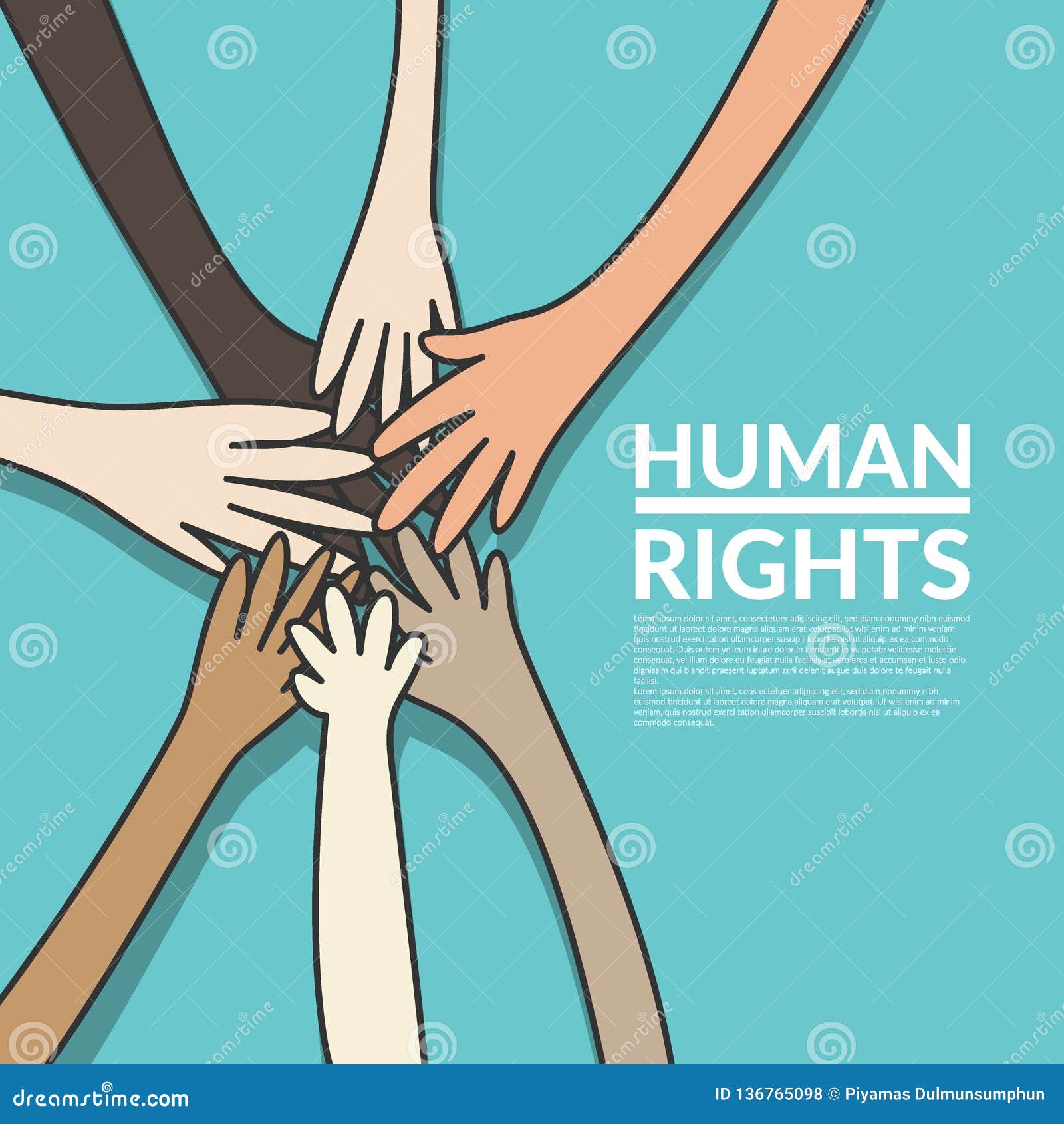 Human Rights and Unity Concept. Young Multi Nationality People Putting ...