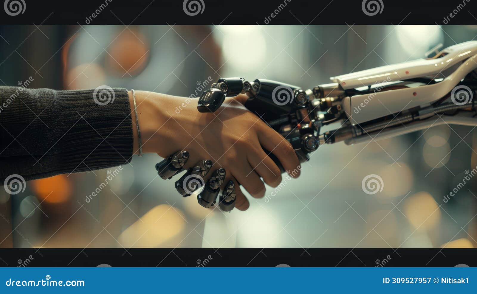 Human and Robot Connection through Handshake Generative Ai Stock ...