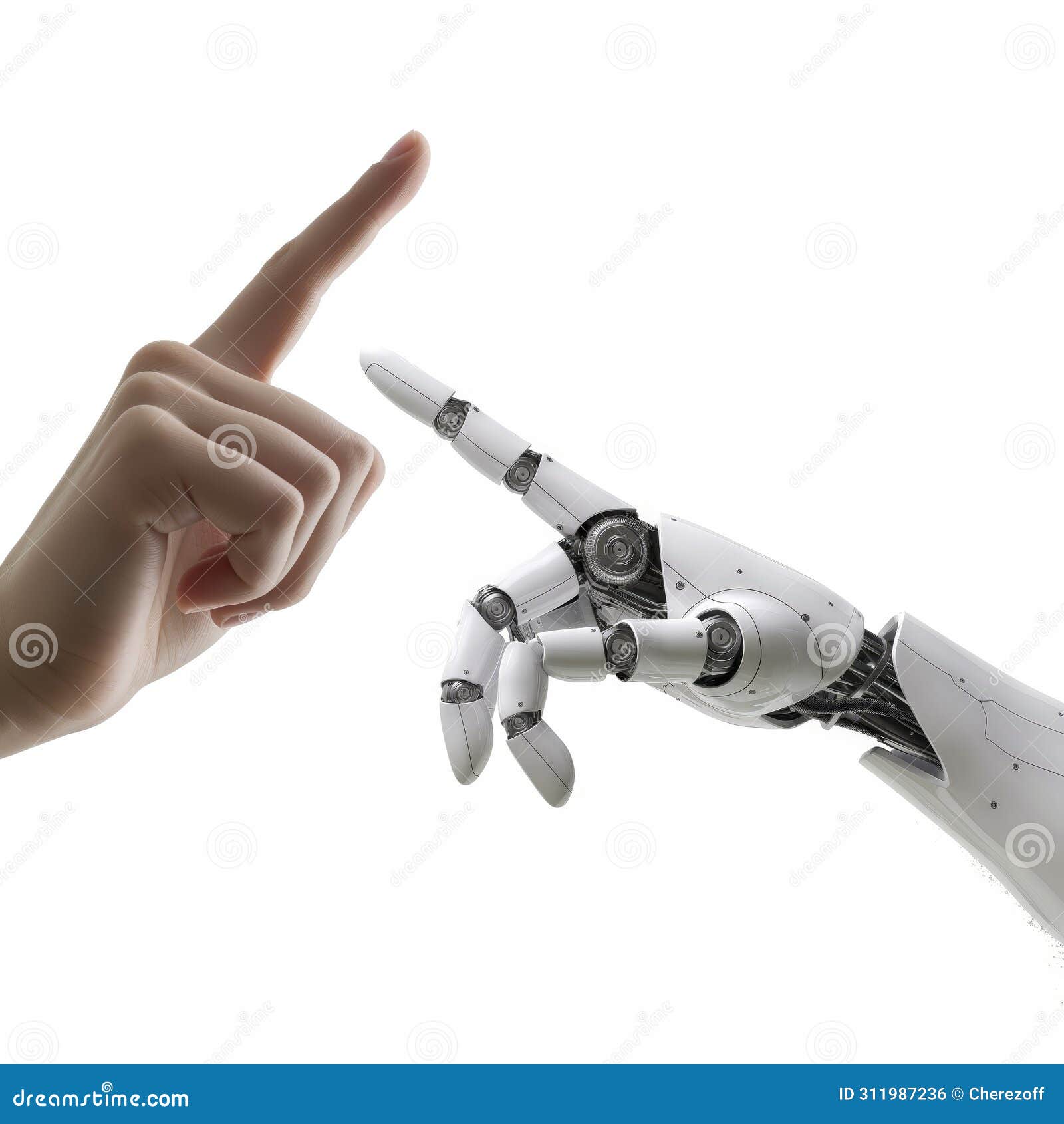 Human and Robot Hand Interaction Stock Illustration - Illustration of ...