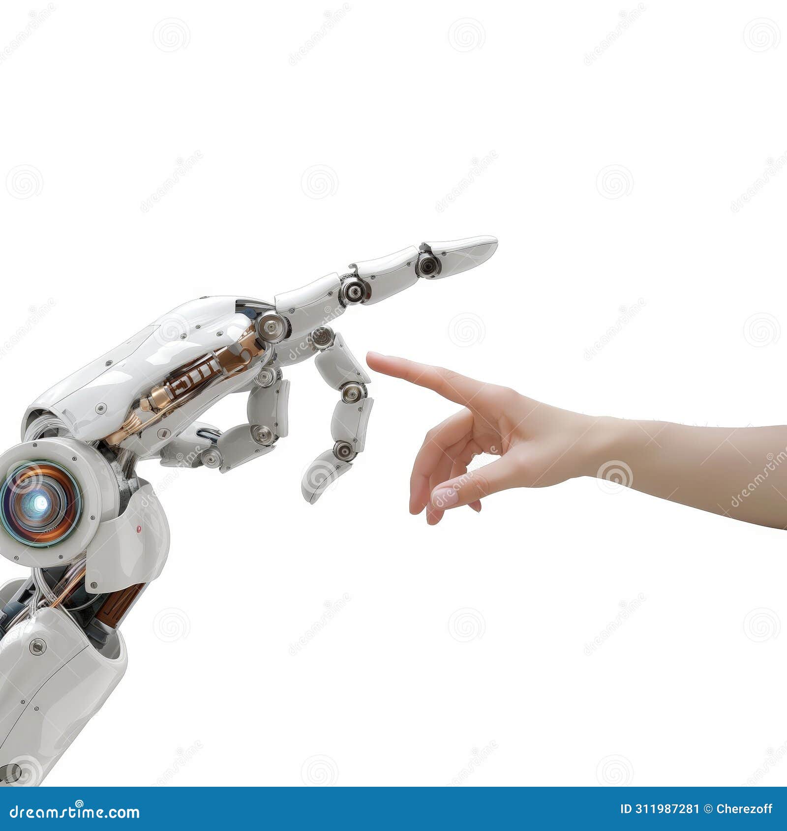 Human and Robot Hand Interaction Stock Illustration - Illustration of ...