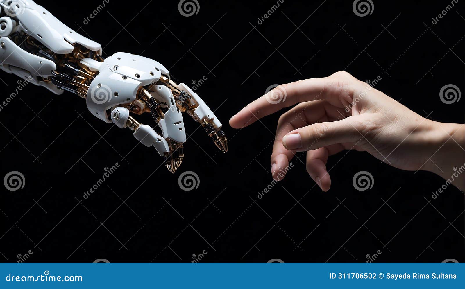 Human and Robot Hand about To Touch Generative AI Stock Illustration ...