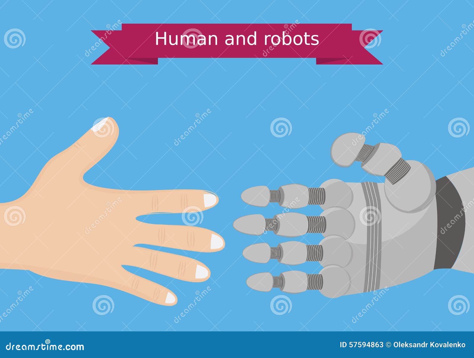 Human and Robot Hands Flat Design. Human and Robot Interaction ...