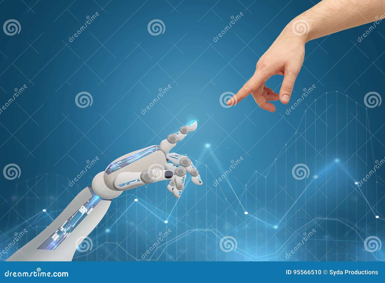Human and Robot Hands Reaching To Each Other Stock Photo - Image of ...