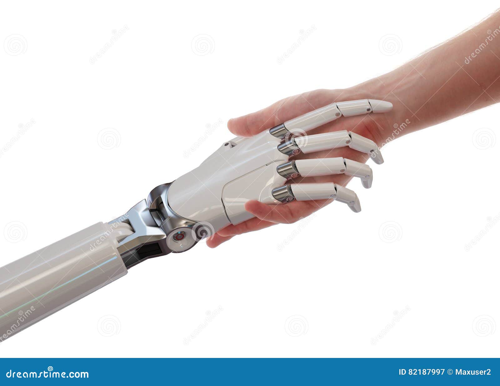 Human and Robot Handshake Artificial Intelligence Partnership Concept ...