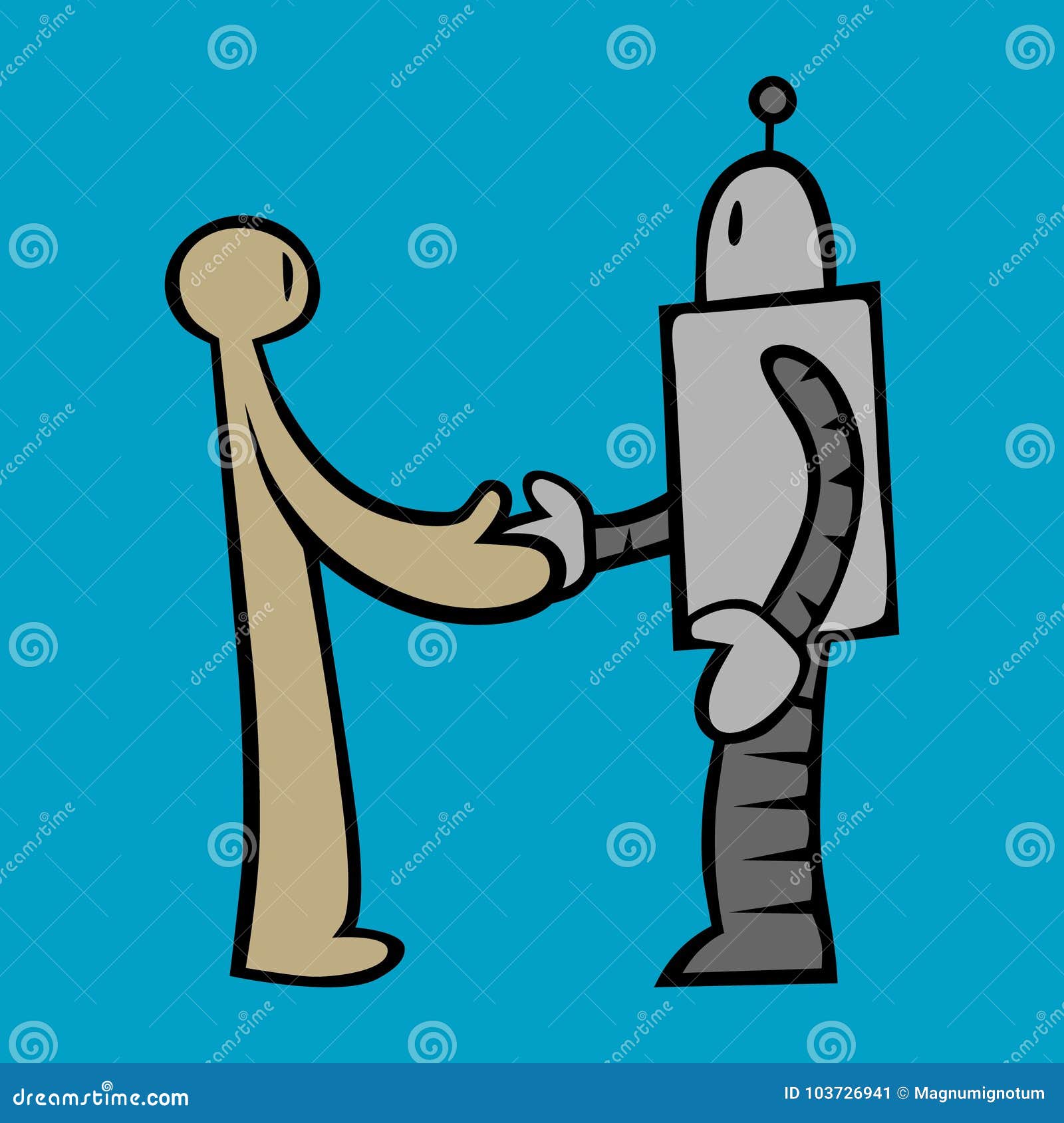 Human and Robot Handshake Cartoon Illustration Stock Vector ...
