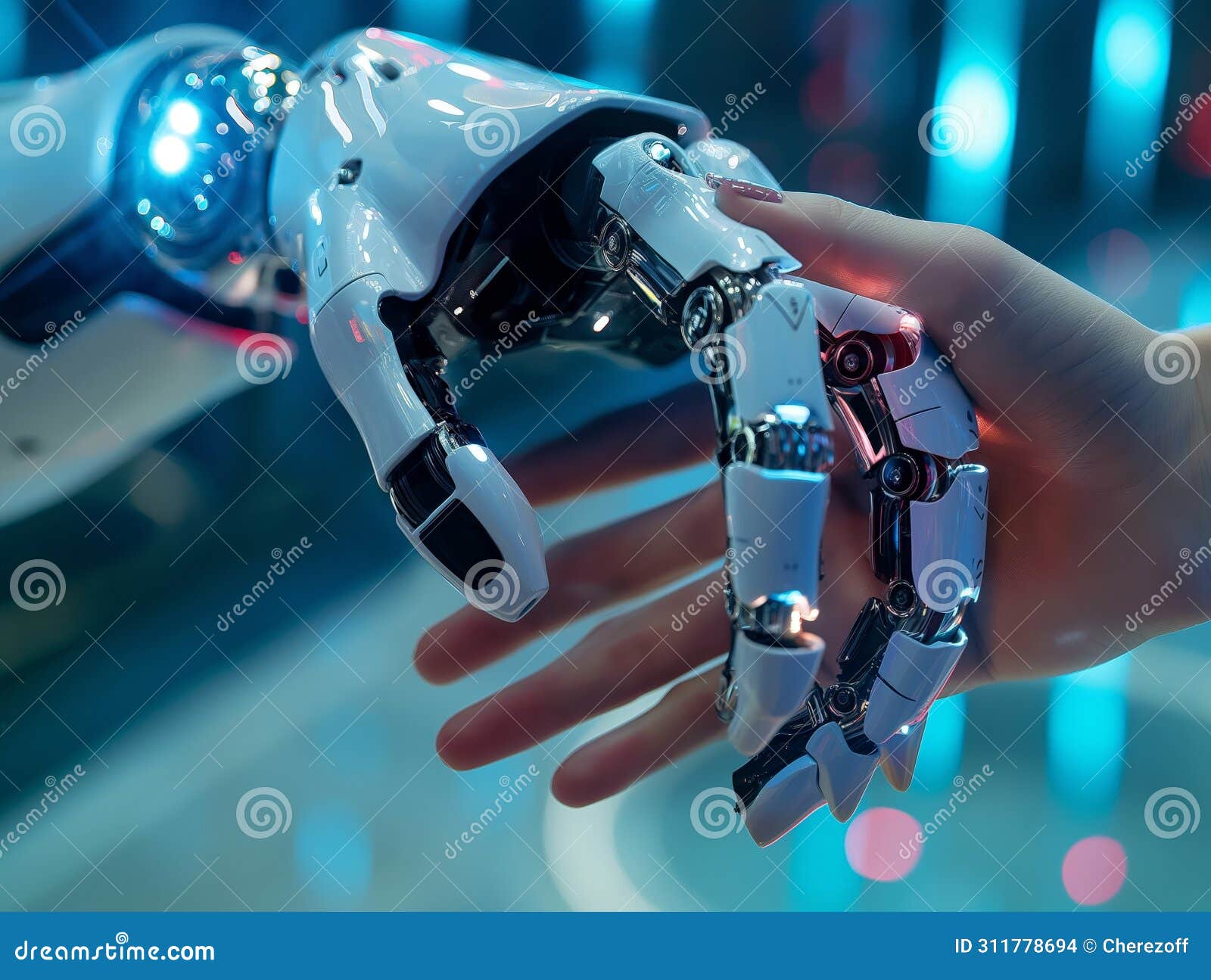 Human-Robot Handshake Future Concept Stock Photo - Image of futuristic ...