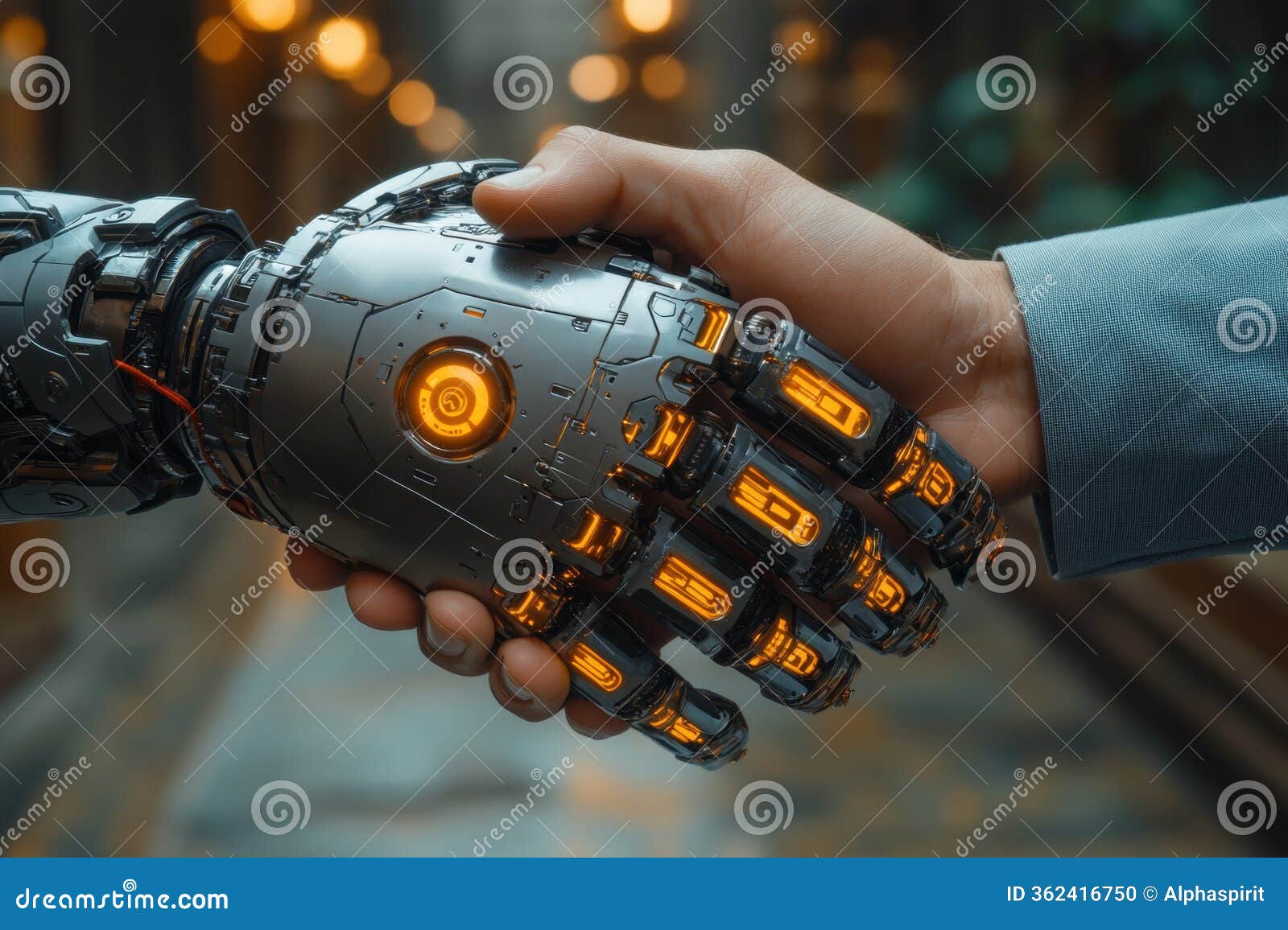 Human and Robot Handshake Symbolizing Collaboration Stock Photo - Image ...