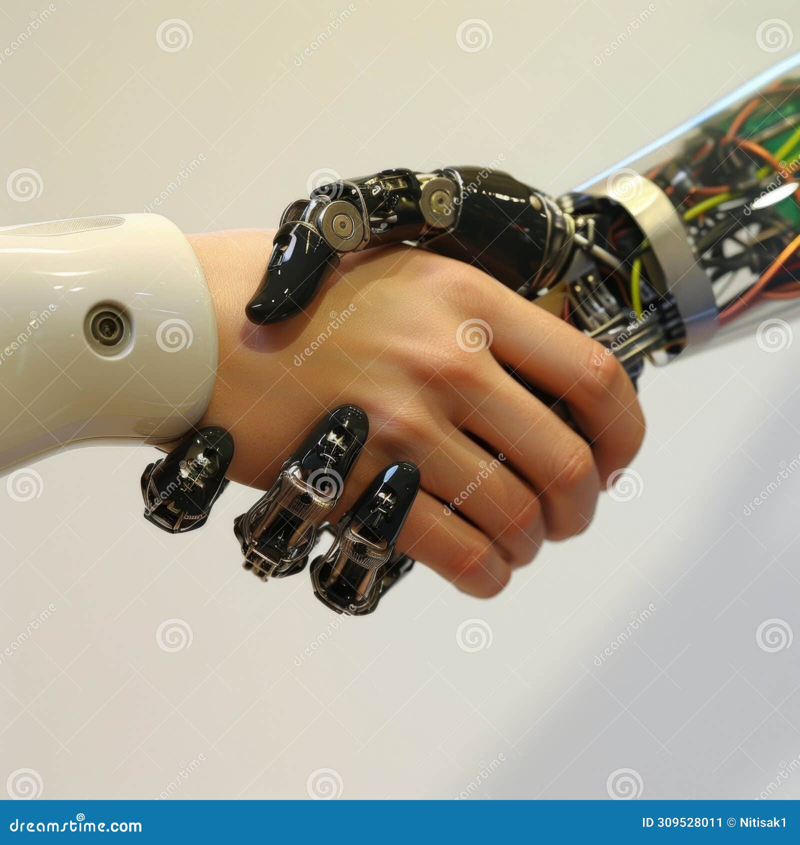 Human-Robot Handshake Symbolizing Future Collaboration Generative Ai ...