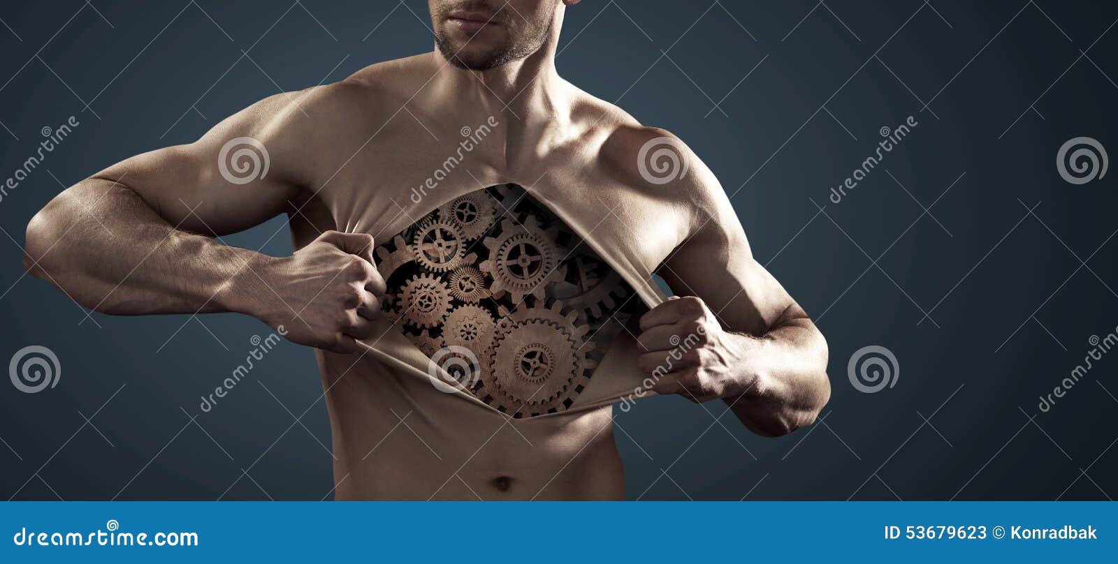 Human Robot Pulling His Chest Skin Away Stock Image - Image of ...