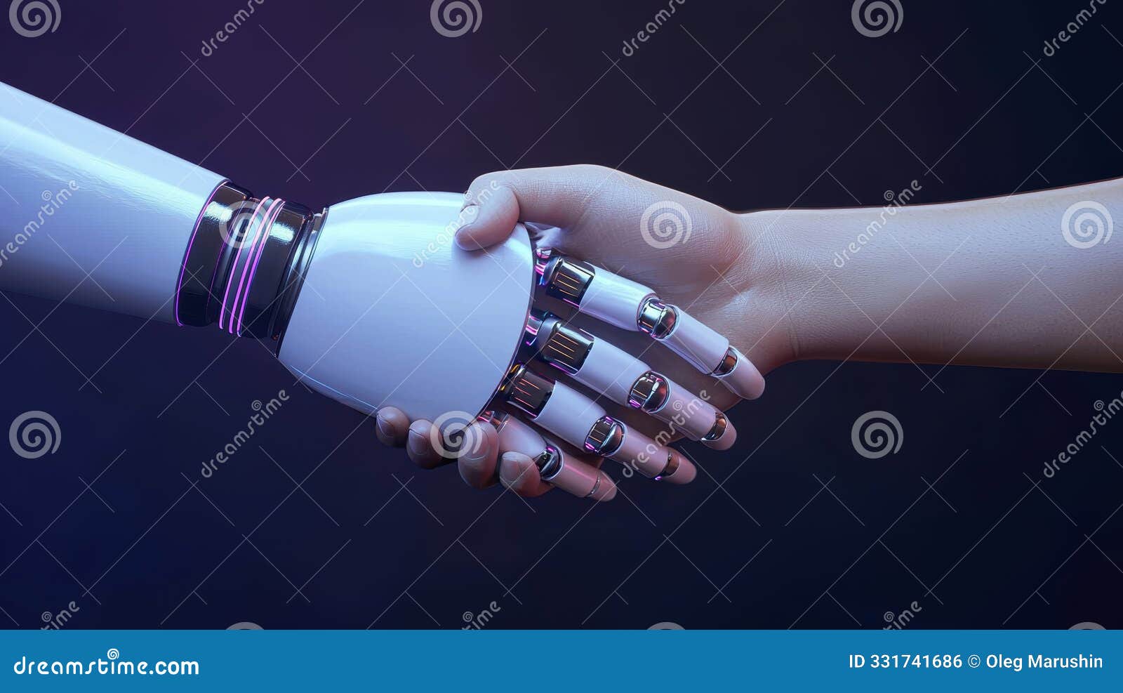 A Human and a Robot Shake Hands, Symbolizing the Cooperation between AI ...