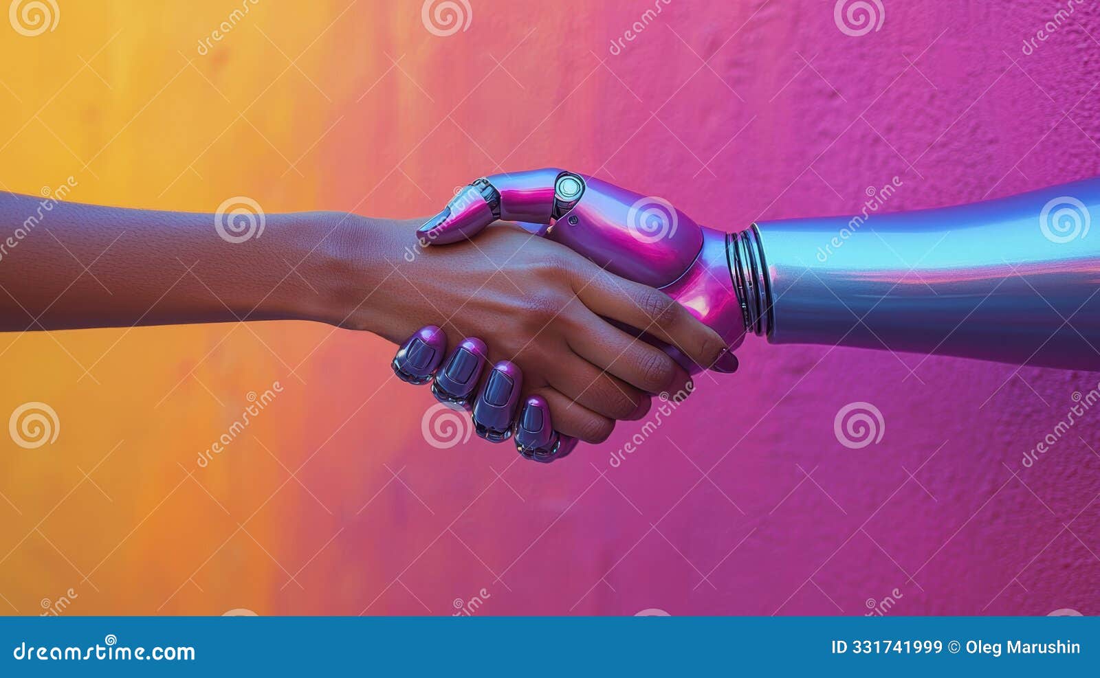 A Human and a Robot Shake Hands, Symbolizing the Cooperation between AI ...