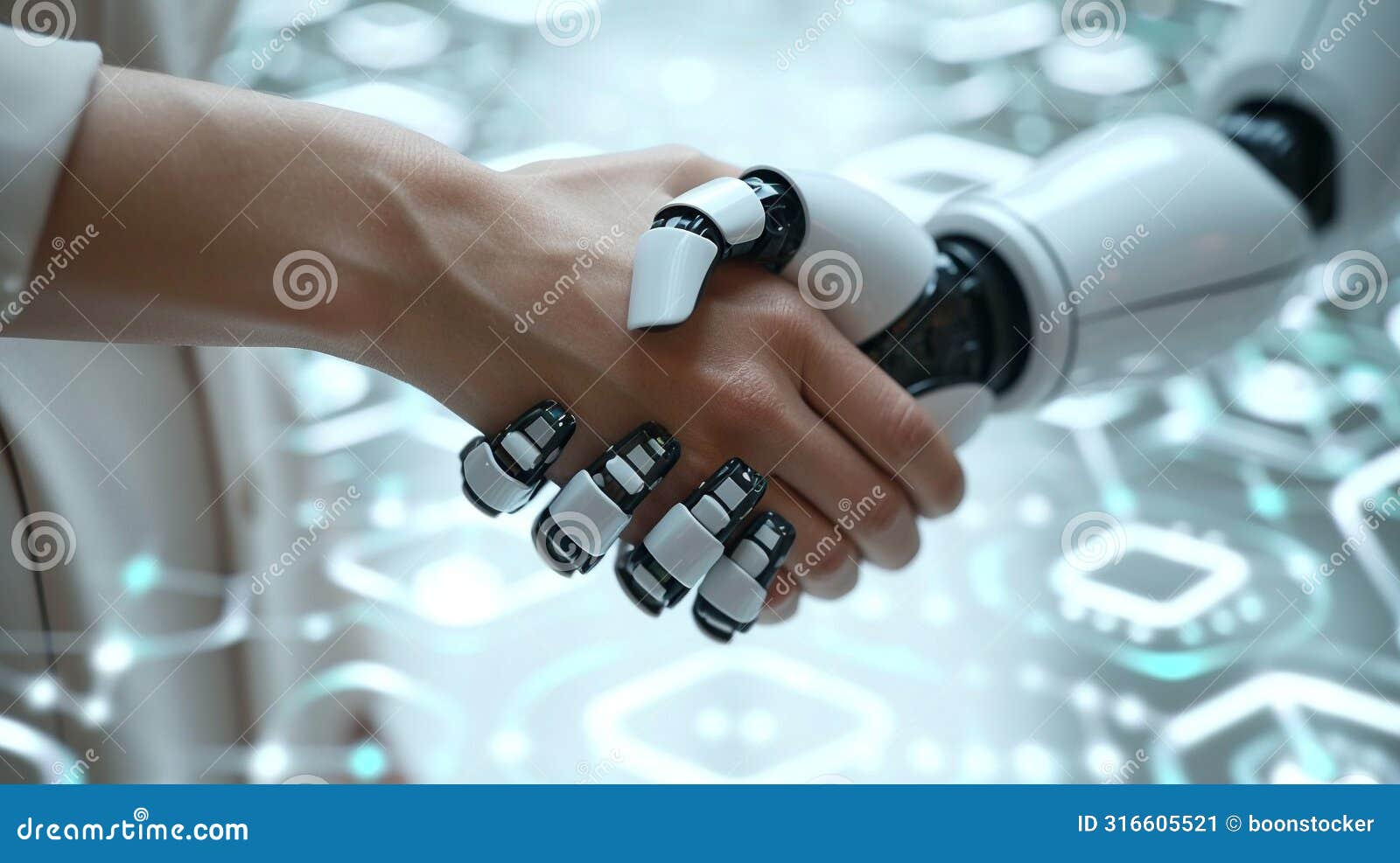 A Human and a Robot are Shaking Hands. AI Generated. Stock Illustration ...