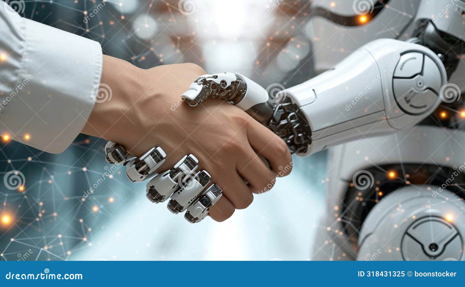 A Human and a Robot are Shaking Hands. AI Generated. Stock Illustration ...