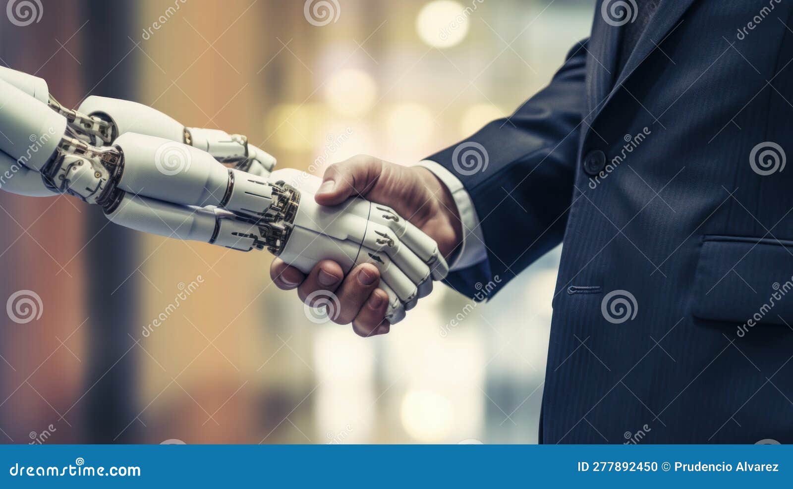Human and Robot Shaking Hands Stock Illustration - Illustration of ...