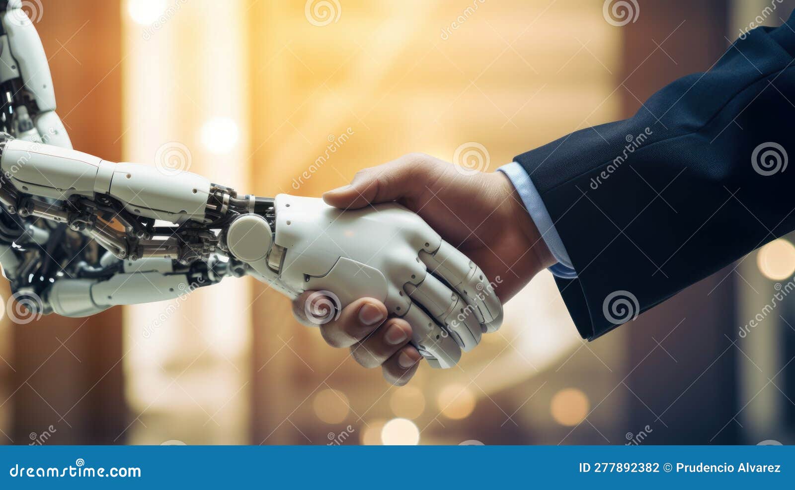 Human and Robot Shaking Hands Stock Illustration - Illustration of ...