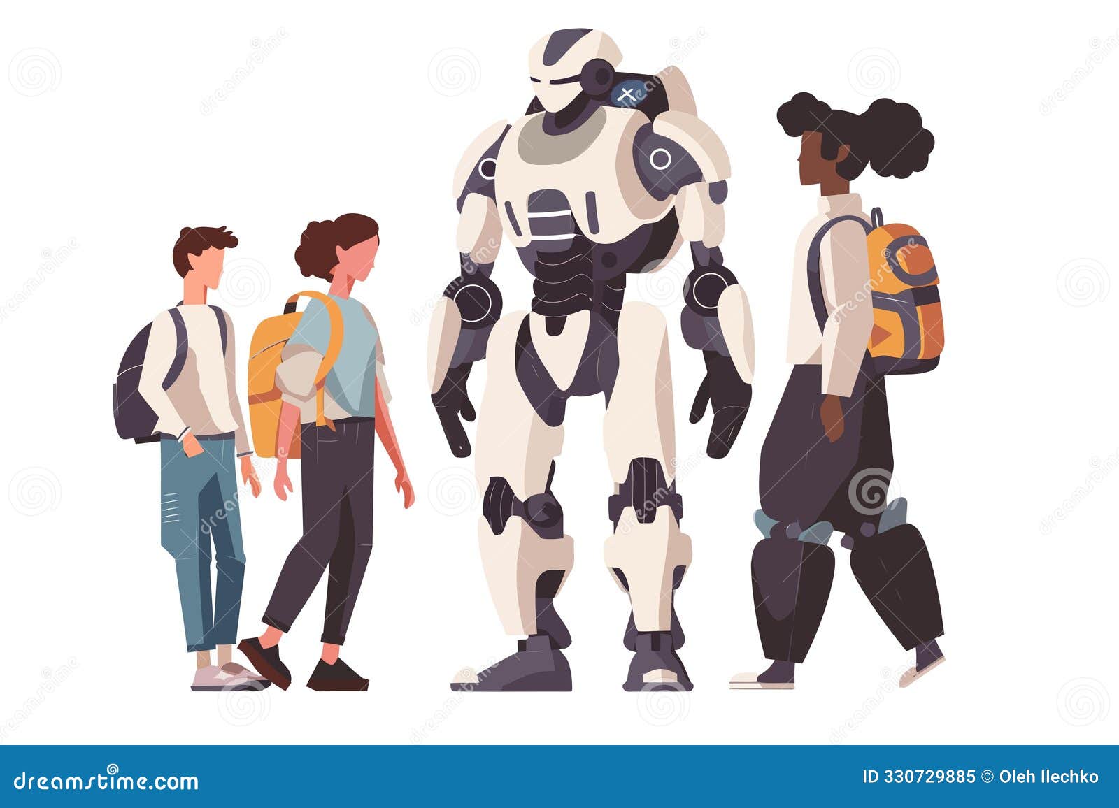 Human-robot Teamwork in Industry Isolated Vector Style Stock Vector ...