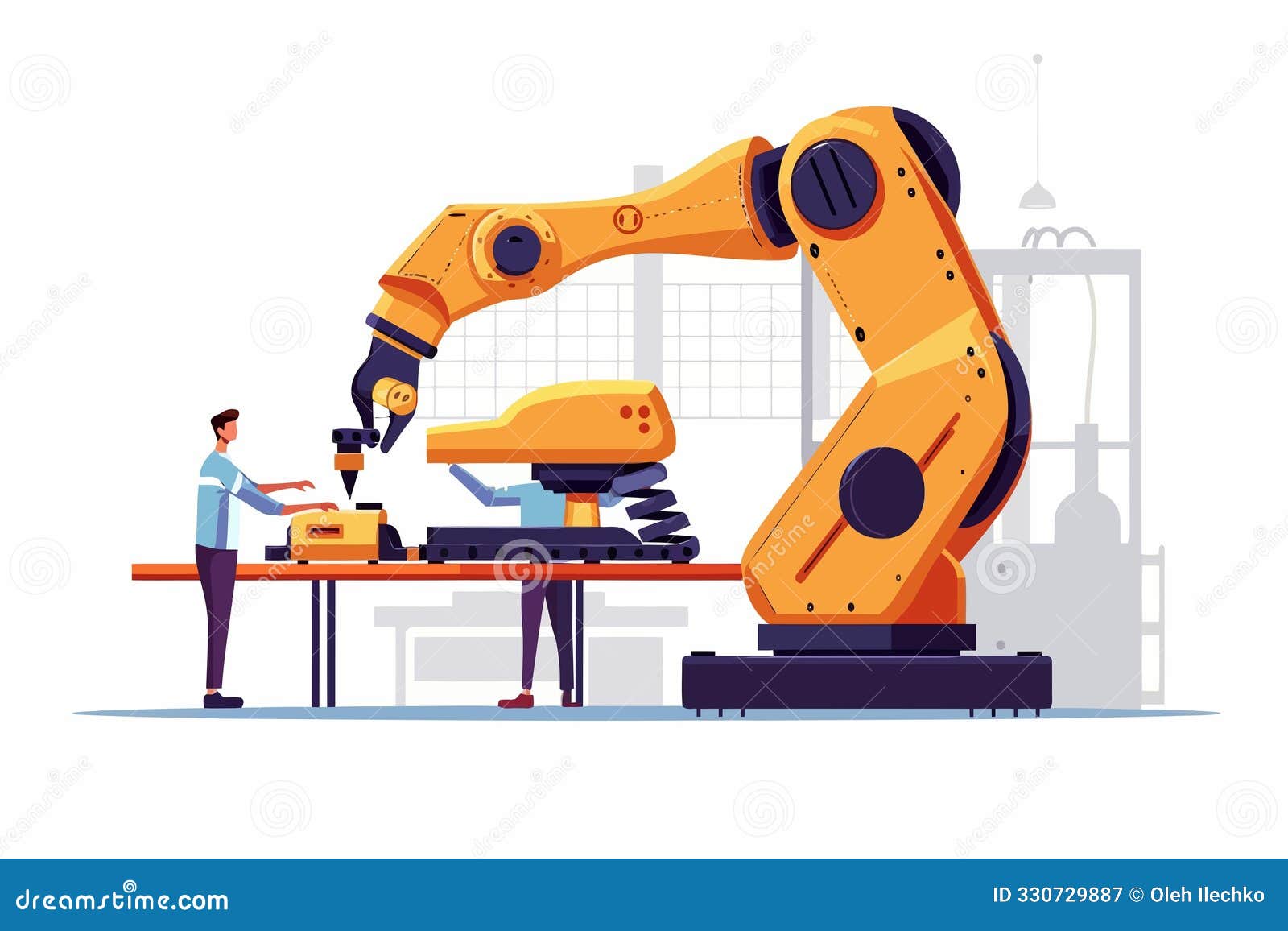 Human-robot Teamwork in Industry Isolated Vector Style Stock Vector ...