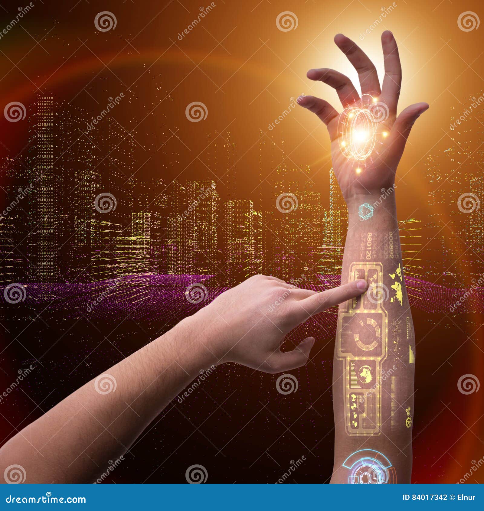 The Human Robotic Hand in Futuristic Concept Stock Photo - Image of ...