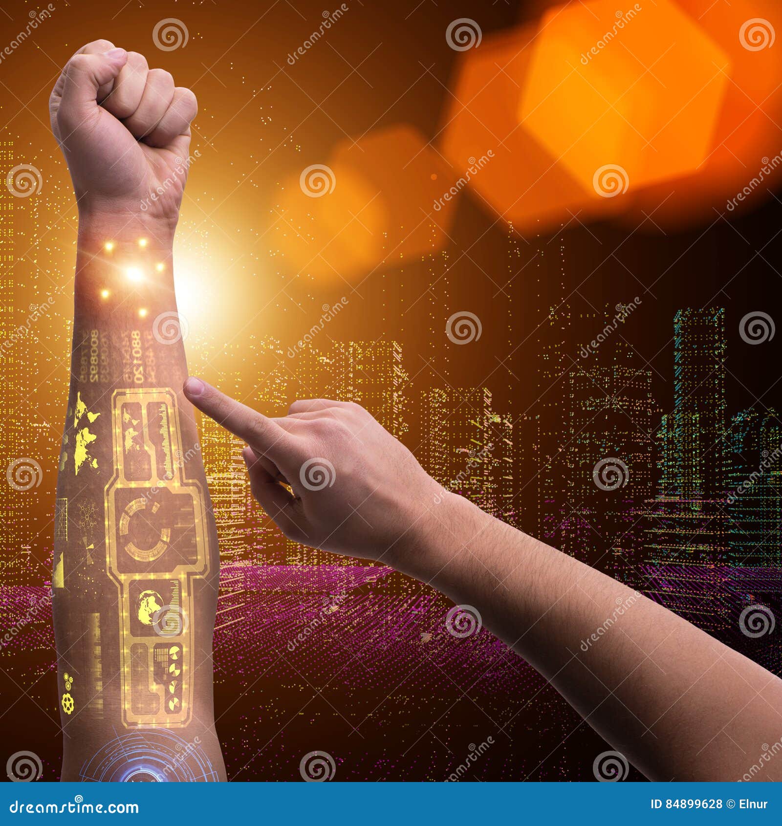 The Human Robotic Hand in Futuristic Concept Stock Photo - Image of ...