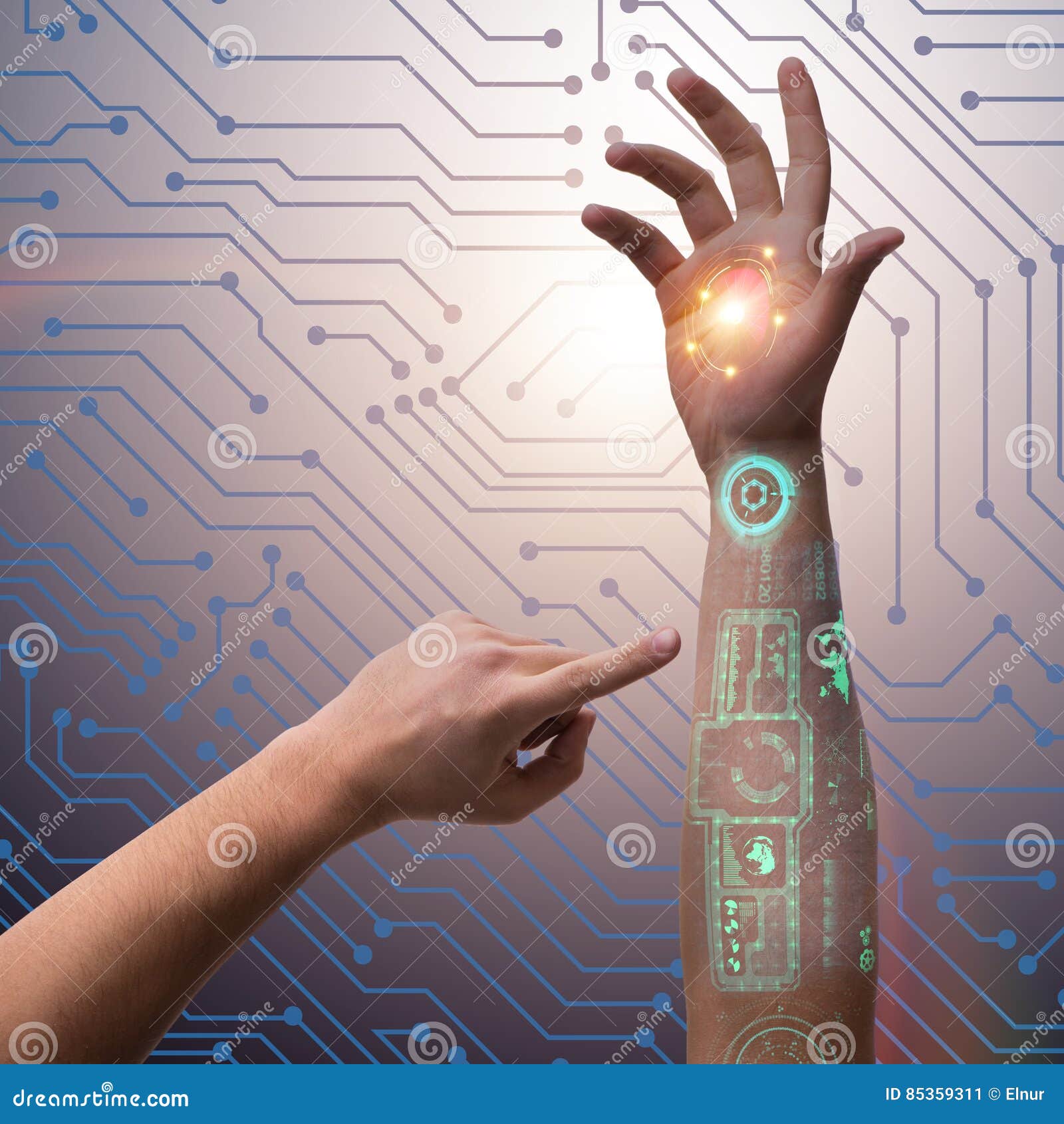 The Human Robotic Hand in Futuristic Concept Stock Image - Image of ...