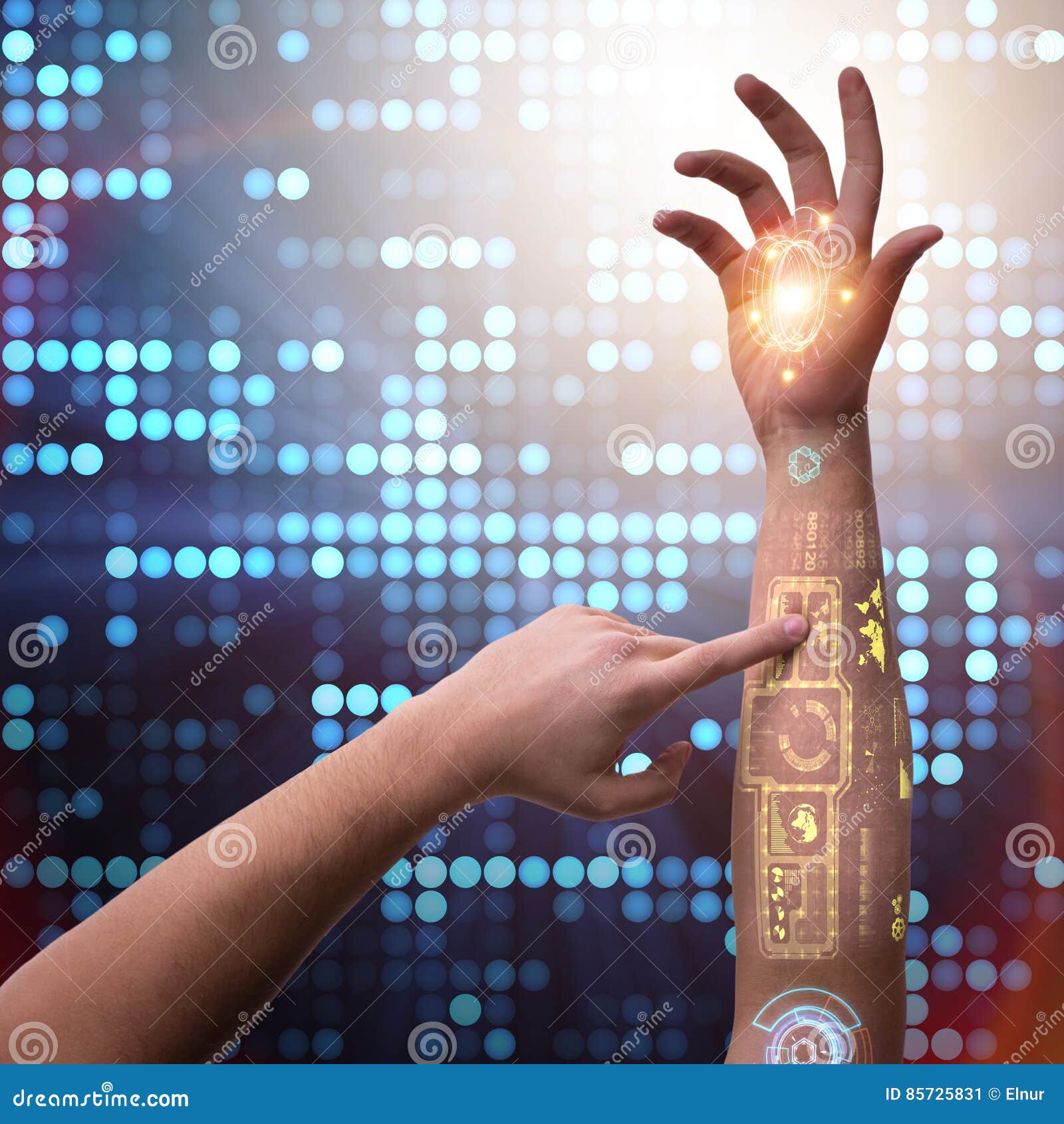 The Human Robotic Hand in Futuristic Concept Stock Image - Image of ...