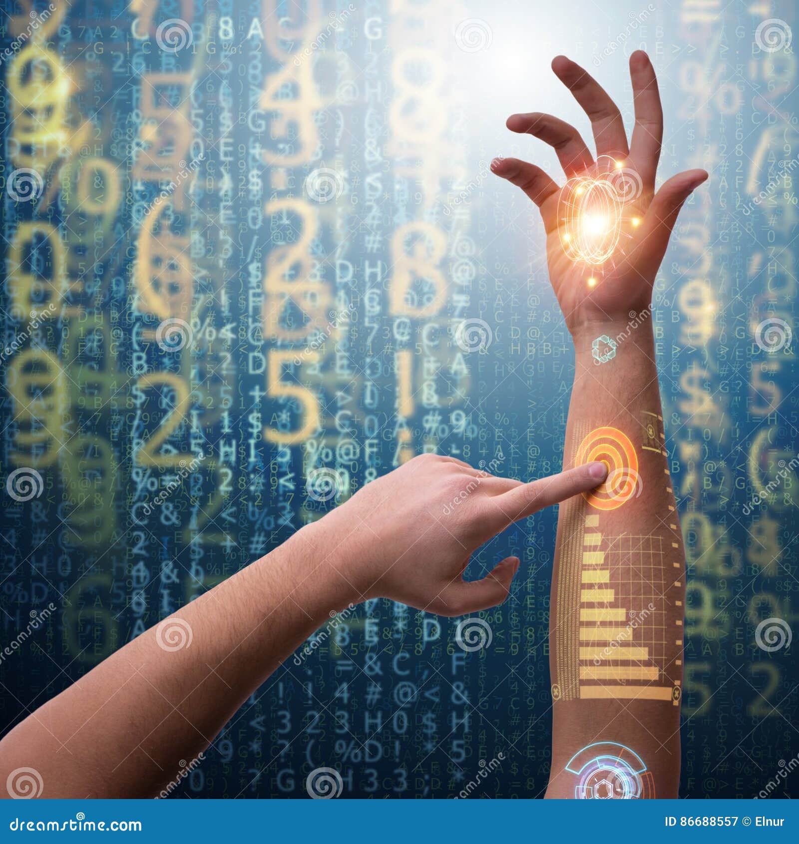 The Human Robotic Hand in Futuristic Concept Stock Image - Image of ...