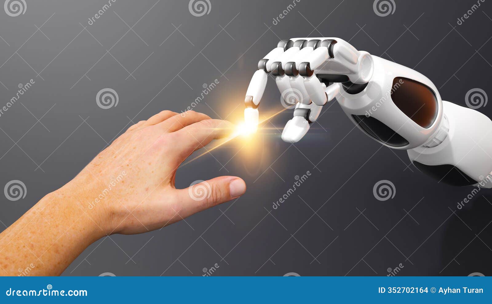 Human and Robotic Hand Touching, Spark of Light, Ai Integration ...