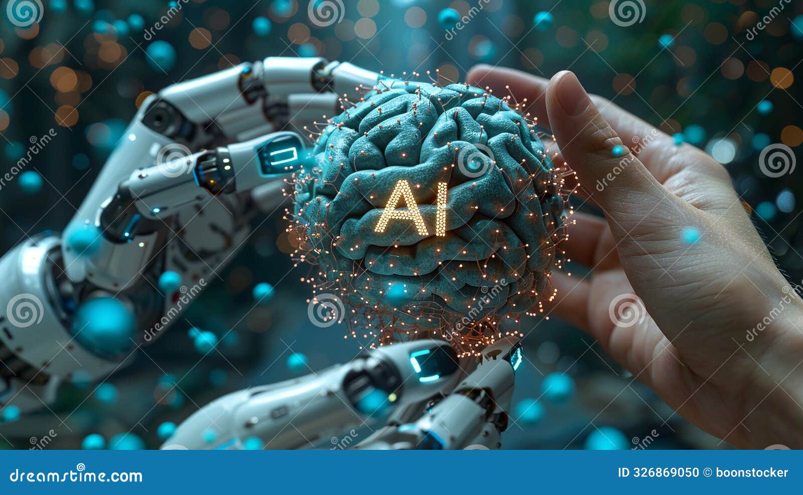 Robotic Arm Holding Tablet With Virtual Assistant In Modern Office At ...