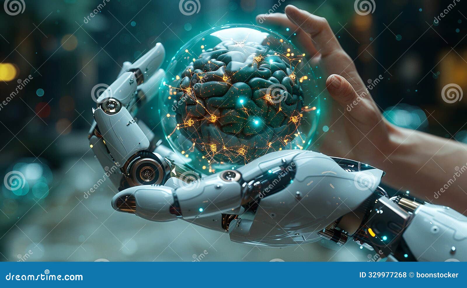 Robotic Arm Holding Tablet With Virtual Assistant In Modern Office At ...