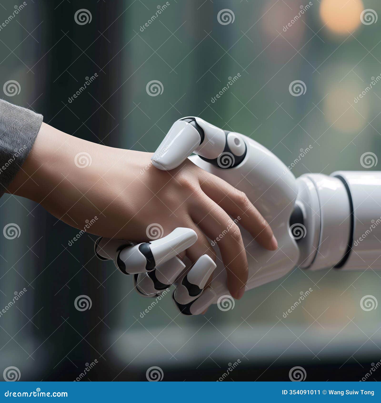 Human and Robotic Hands Interlock, Representing Unity and Collaboration ...