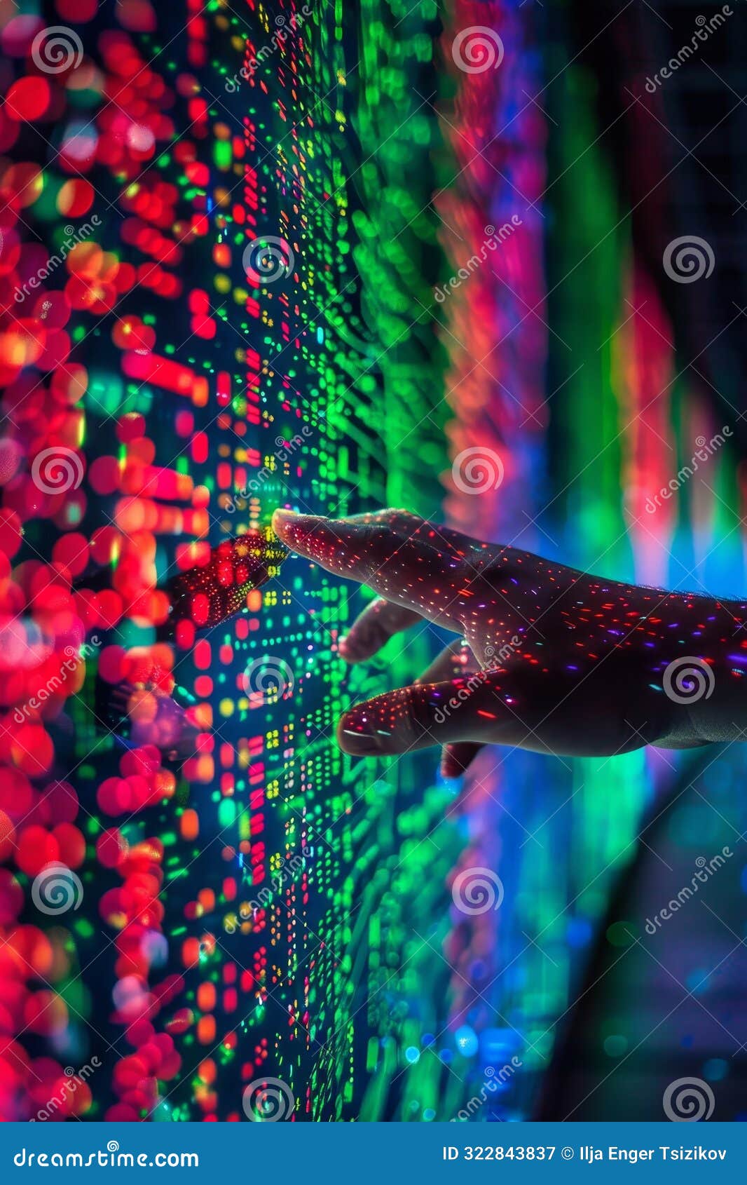 Human and Robotic Hands Touching Amidst Swirling Digital Data ...