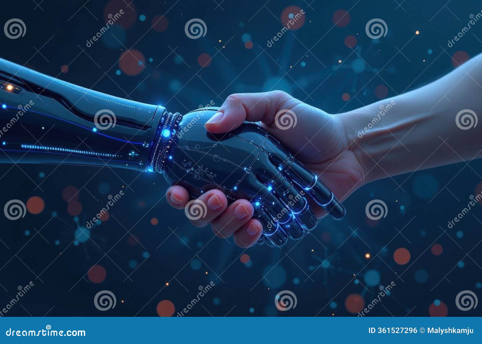Human and Robotic Handshake Symbolizing Technology and Collaboration ...
