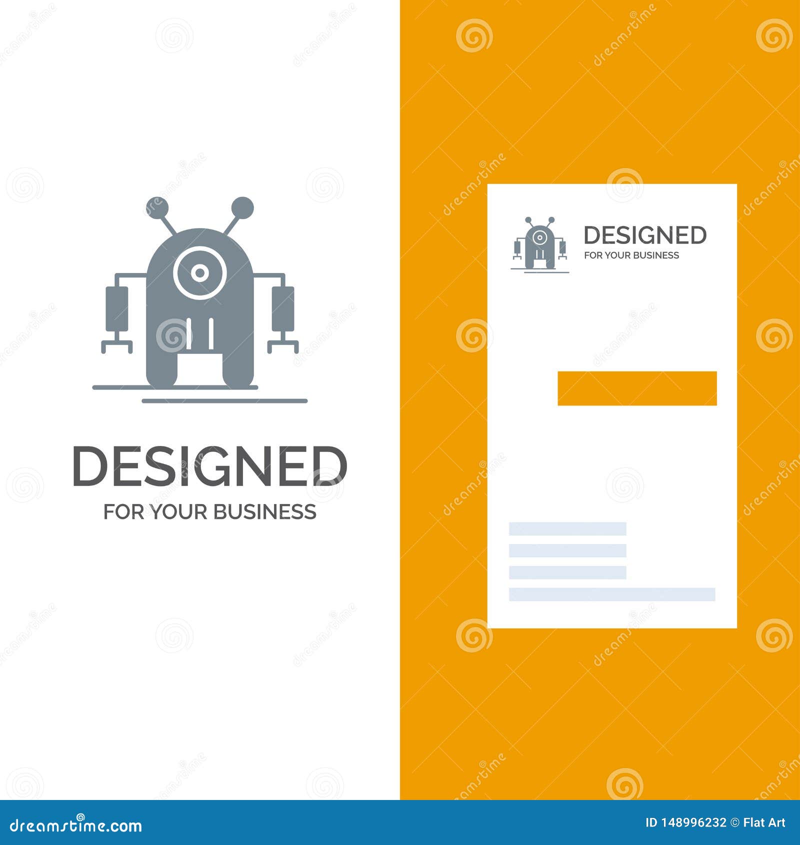 Human, Robotic, Robot, Technology Grey Logo Design and Business Card ...
