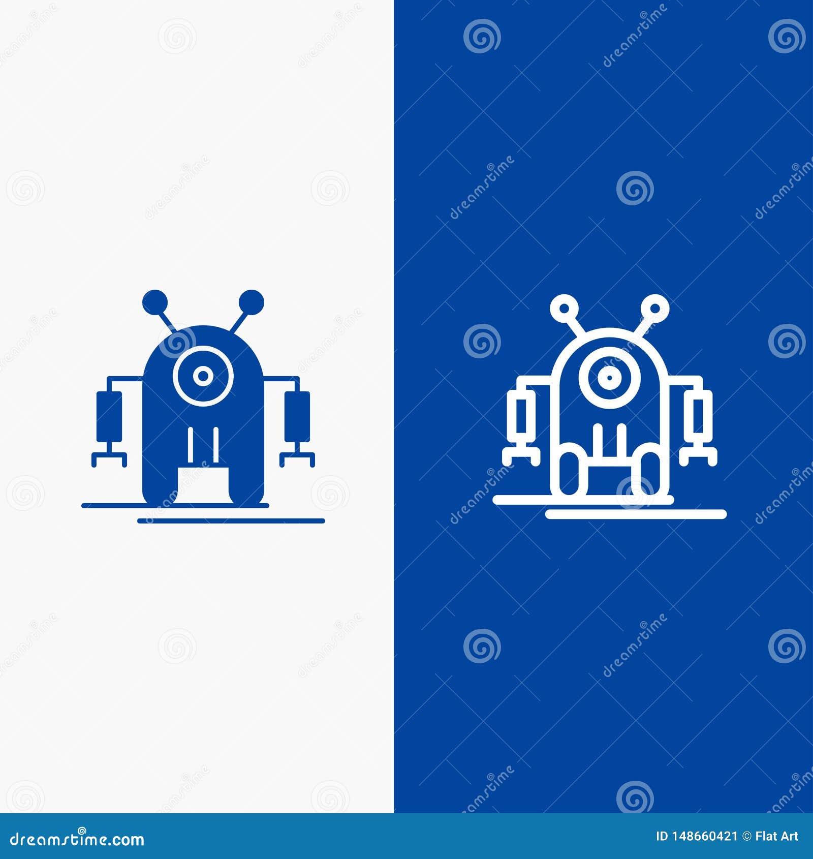 Human, Robotic, Robot, Technology Line and Glyph Solid Icon Blue Banner ...