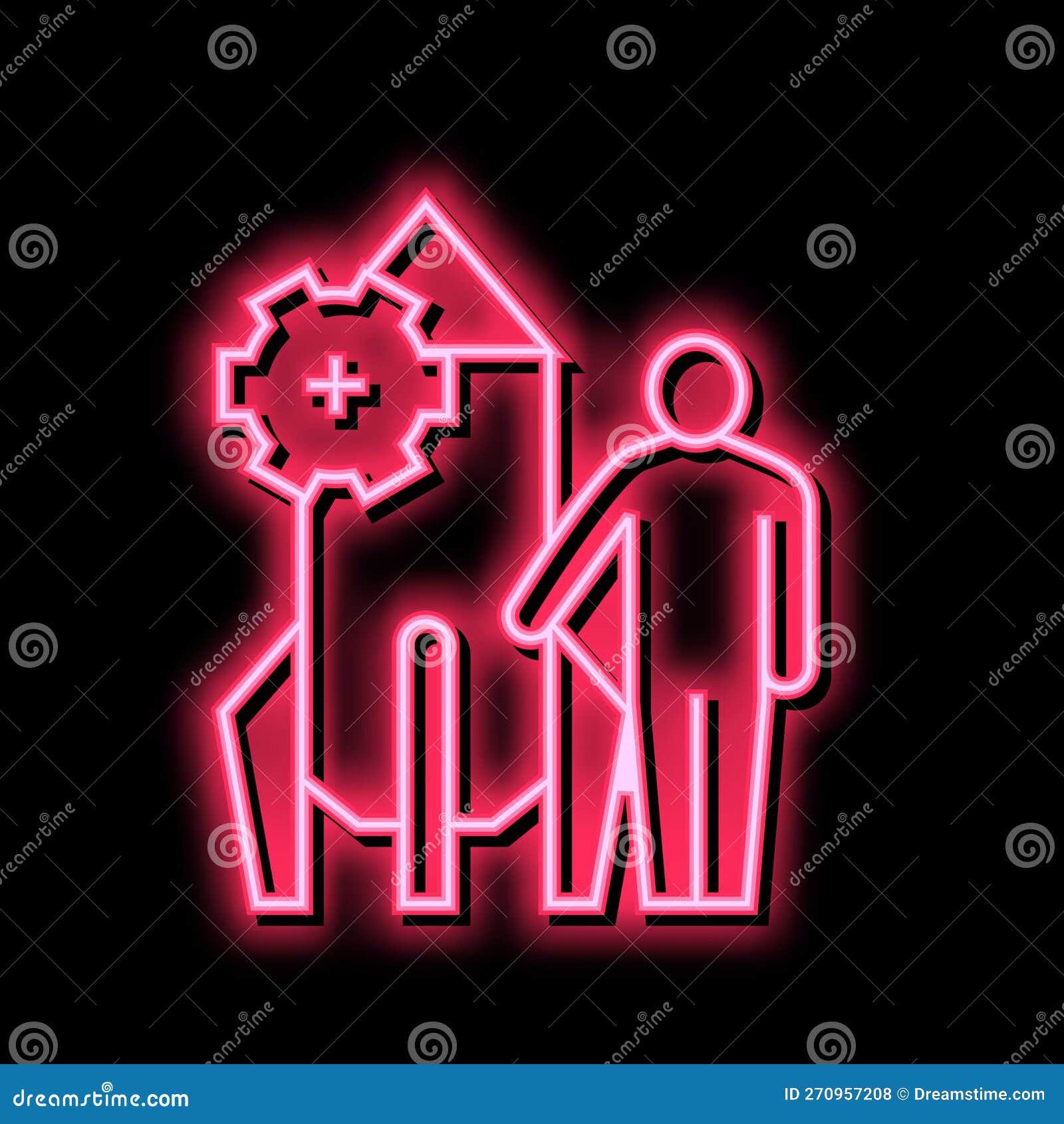 Human and Rocket Fast Work Neon Glow Icon Illustration Stock Vector ...