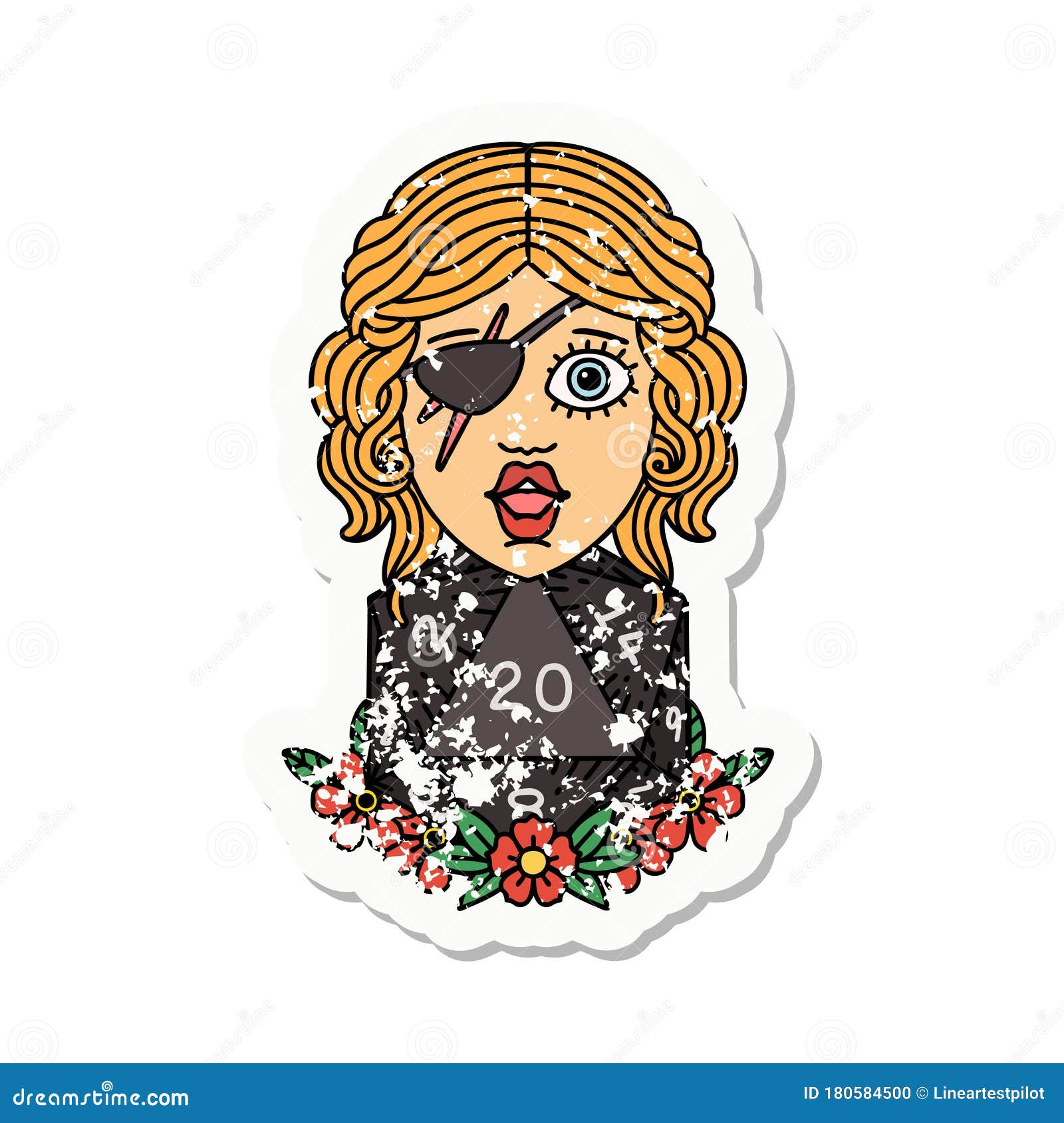 Human Rogue with Natural Twenty Dice Roll Grunge Sticker Stock Vector ...