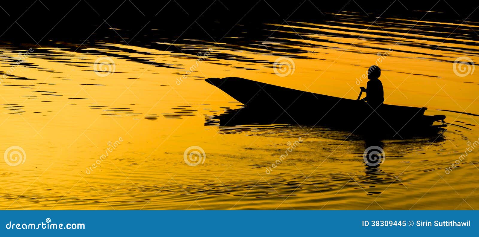 Human Rowing on the Boat Over Dramatic Sunset Stock Image - Image of ...