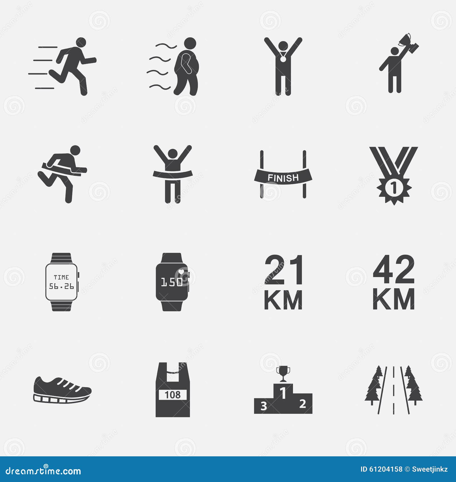 Human Run Icons Set.vector. Stock Vector - Illustration of marathon ...