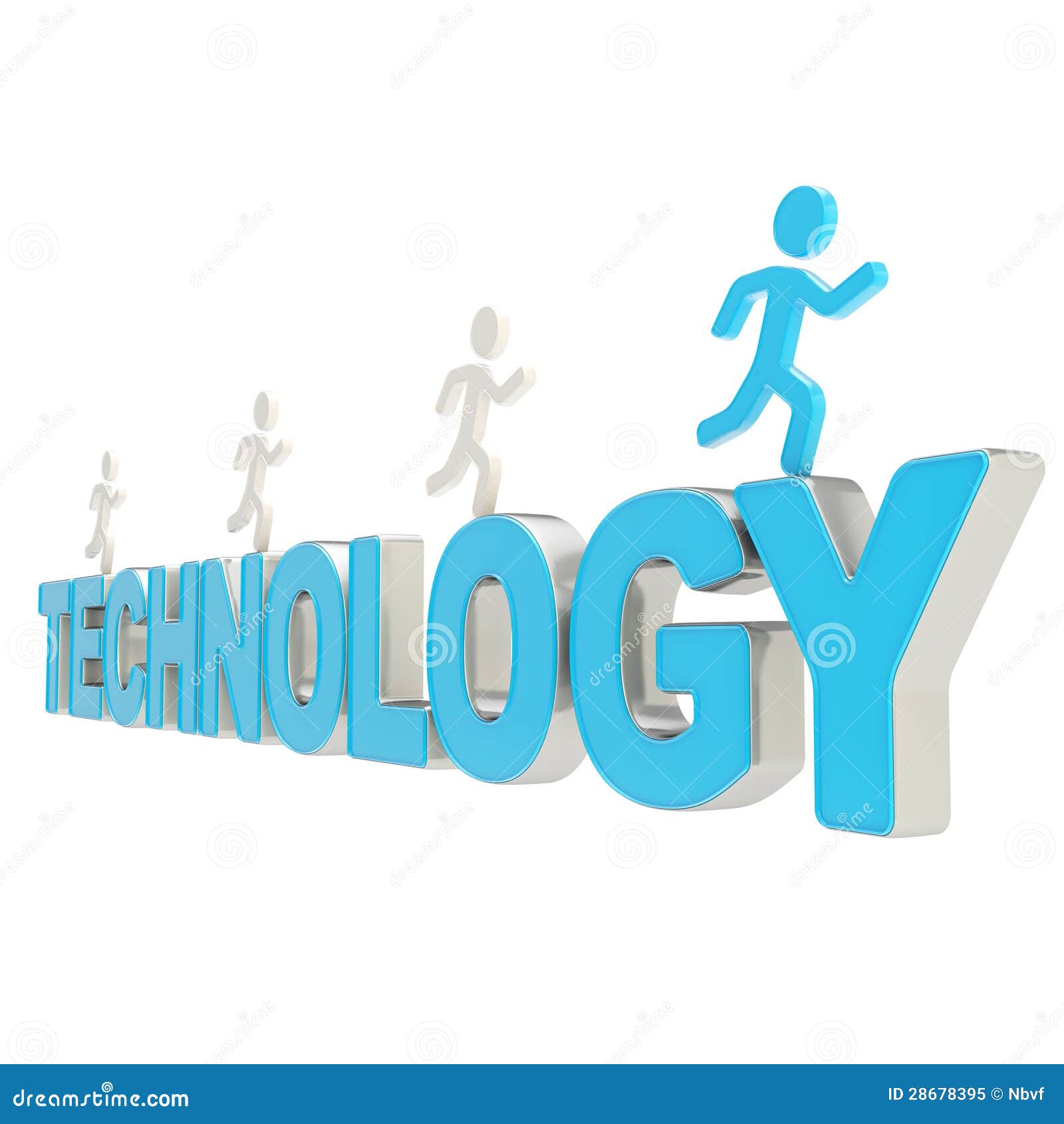 Human Running Figures Over the Word Technology Stock Illustration ...