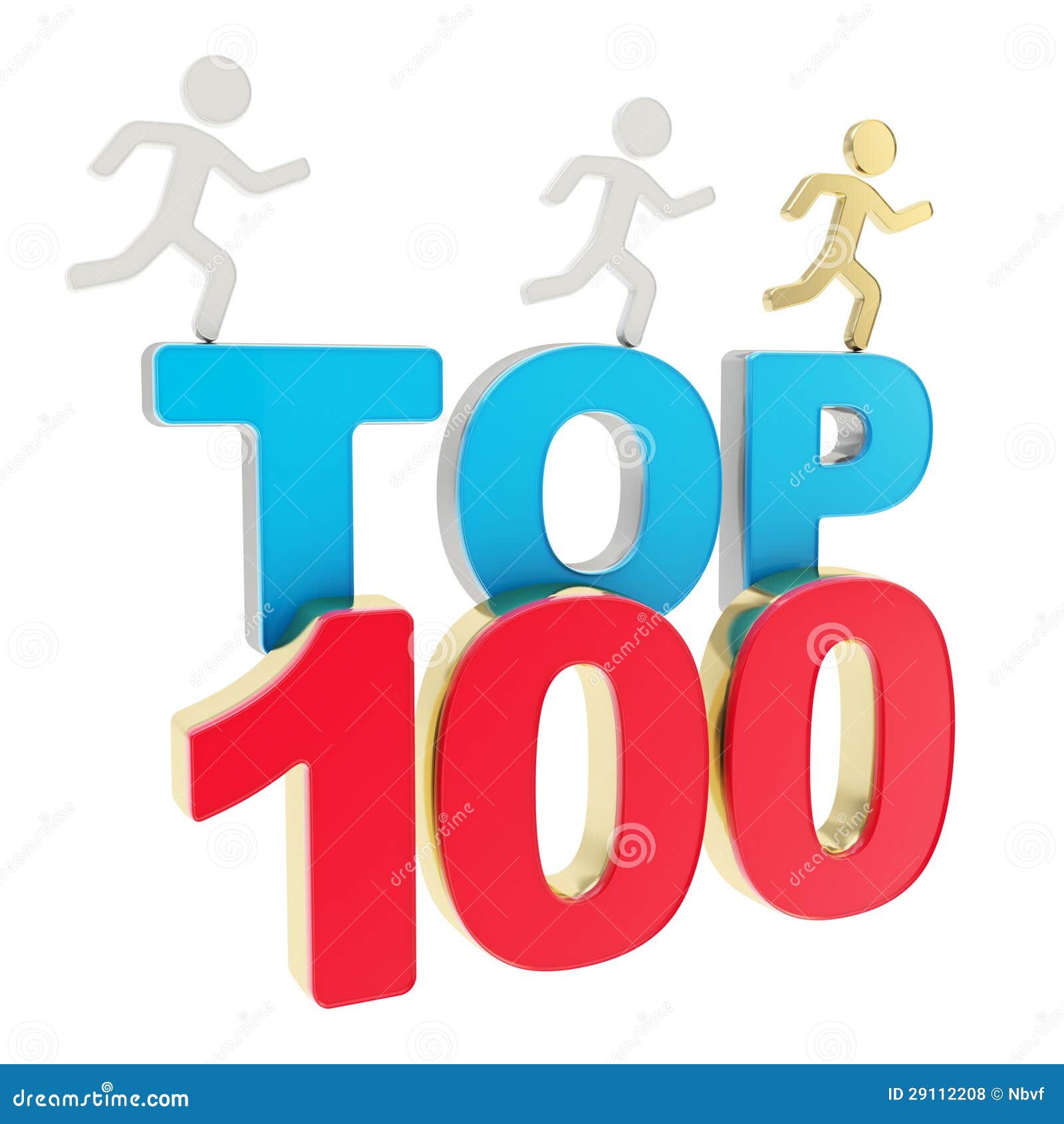 Human Running Symbolic Figures Over the Words Top Hundred Stock ...