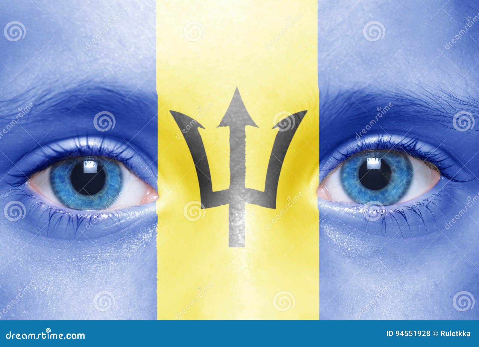 Human`s Face with Barbados Flag Stock Photo - Image of american, ensign ...