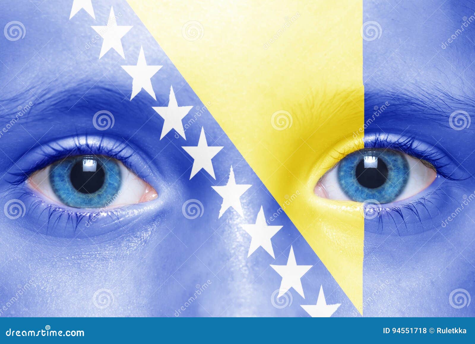 Human`s Face with Bosnian Flag Stock Photo - Image of central, bosnia ...
